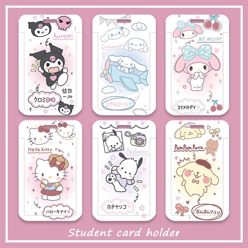 [#IDL002] Cute Sanrio Themed ID Card Holders With Lanyard Student ...