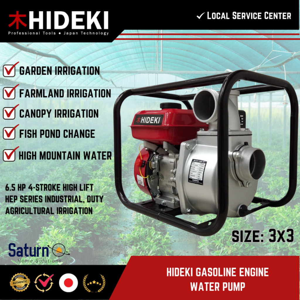 HIDEKI GASOLINE ENGINE WATER PUMP 6.5HP 4-STROKE HIGH LIFT HEP SERIES INDUSTRIAL DUTY | Shopee ...
