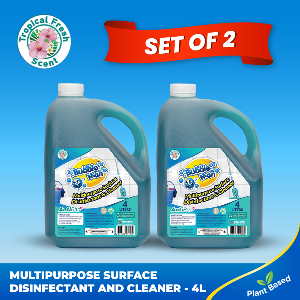 Bubble Man Multipurpose Surface Disinfectant & Cleaner 4L (SET OF 2 ...