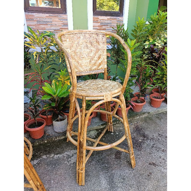 Rattan high chair/bar chair/ handmade | Shopee Philippines