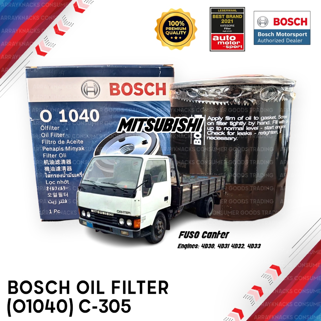 Bosch Oil Filter O-1040 (C-305) for Mitsubishi FUSO Canter (SEE ...
