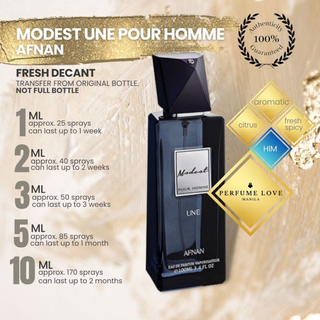 PERFUME DECANT Afnan Modest Une Pour Homme aromatic, fresh spicy ...
