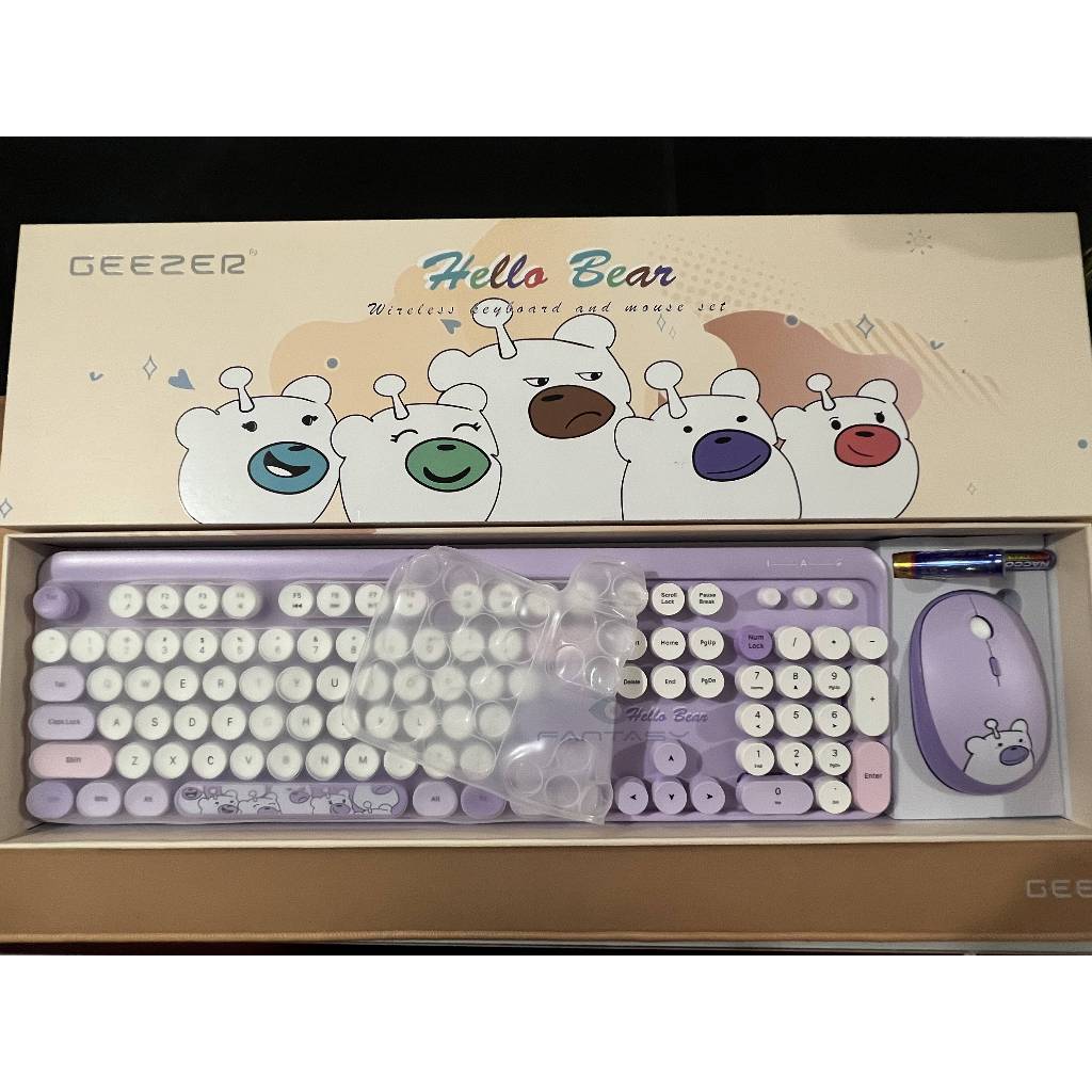 Mofii GEEZER Hello Bear Office Wireless Cute Keyboard and Mouse Combo ...