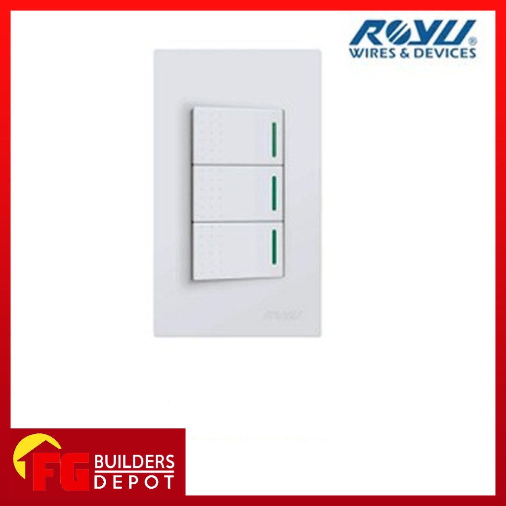 ROYU 3 GANG SWITCH WITH REFLECTOR WD515 250V 10A | Shopee Philippines