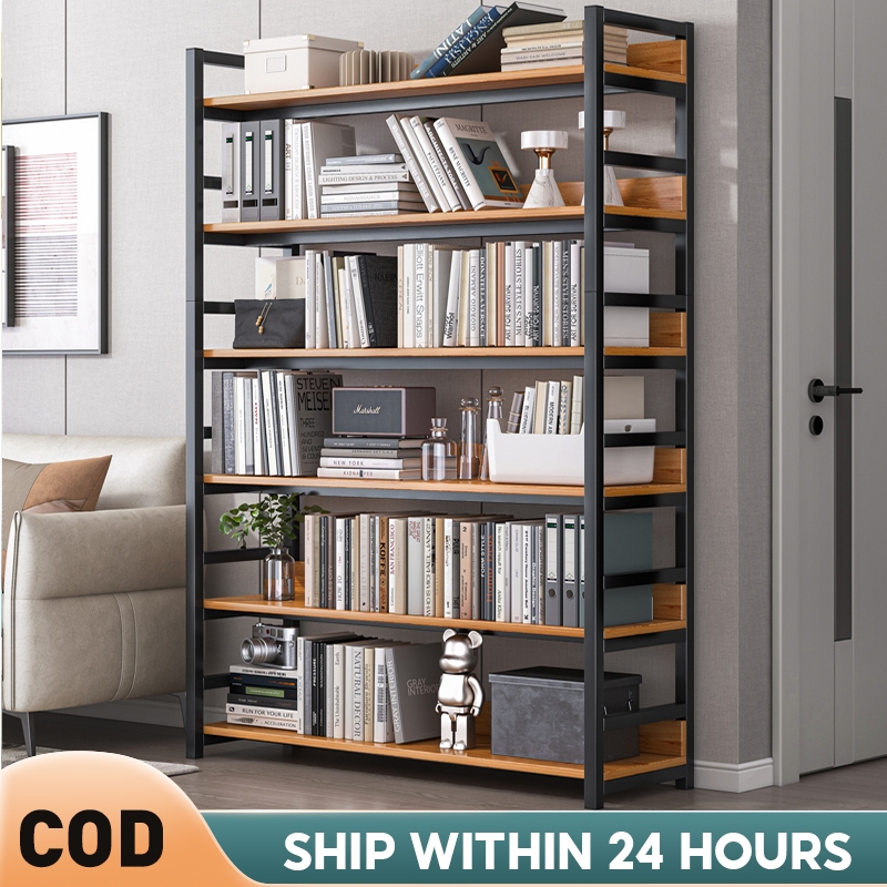 4/5/6 Layer Book Shelf Bookcase Wood With Steel Storage Rack Display ...