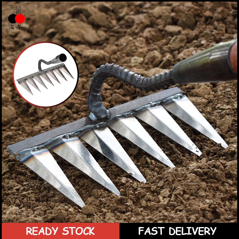 Gardening Hoe Weeding Rake Steel Farm Tool Grasping Raking Loosen Soil ...