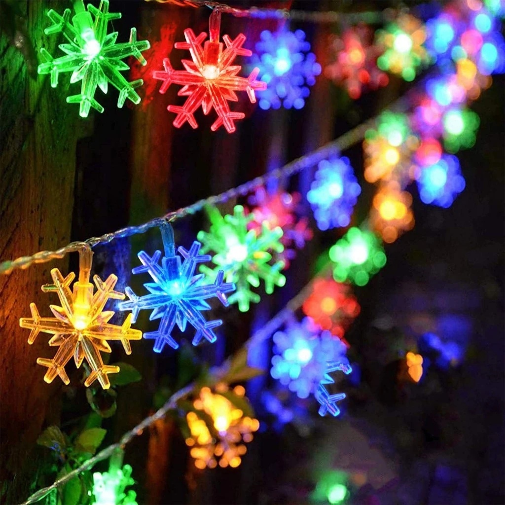 Solar Christmas 30 LED Snowflake String Lights Outdoor Waterproof ...