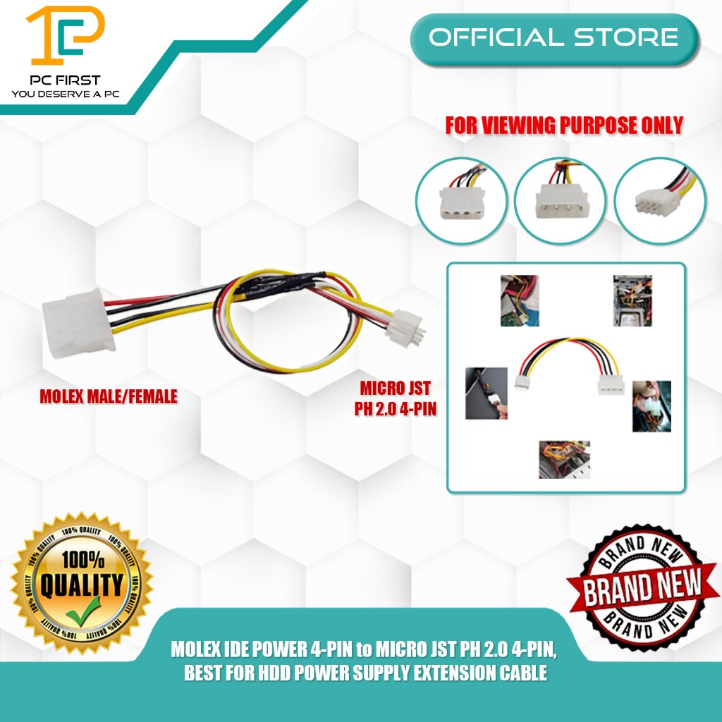 PC FIRST MOLEX IDE POWER 4-PIN to MICRO JST PH 2.0 4-PIN, BEST FOR HDD ...