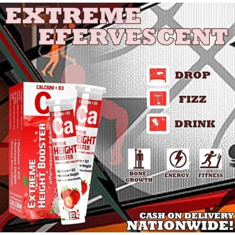 Extreme Height Booster CA Effervescent Tablets - Bone Growth, Energinize, Fitness, Strong Bones ...