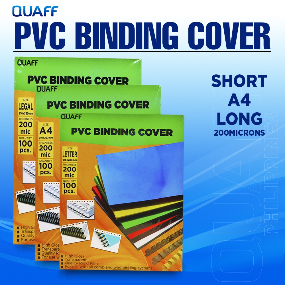QUAFF PVC Binding Cover Clear 200 Microns Short - A4 - Long Size (100 pcs per pack) | Shopee ...