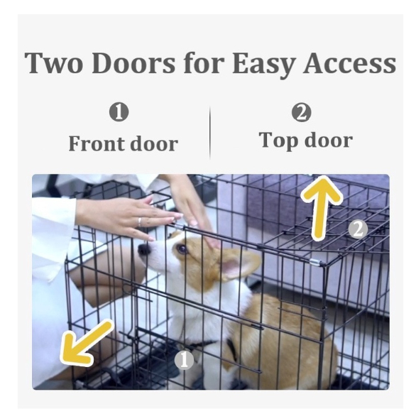 Dog Cage with Poop Tray Heavy Duty Pet Collapsible Cage Foldable Pet ...
