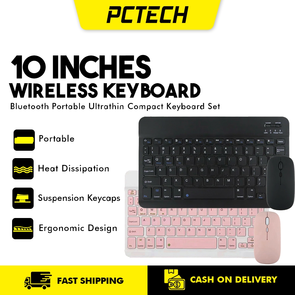 Popcorn 10 Inches Keyboard and Mouse Set Wireless Slim Portable ...