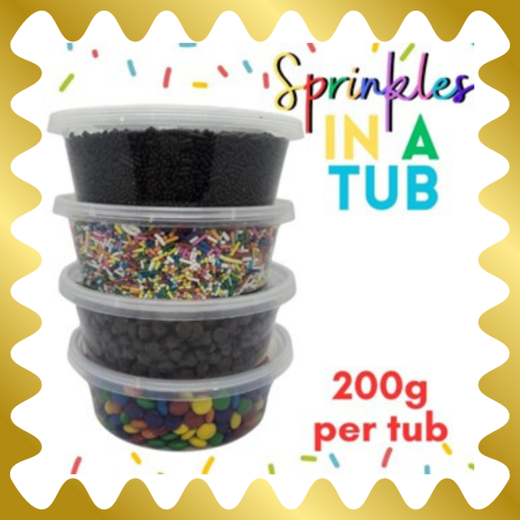 Candy Toppings in a Tub250 Rainbow Sprinkles Chocodroplets chocoNips ...