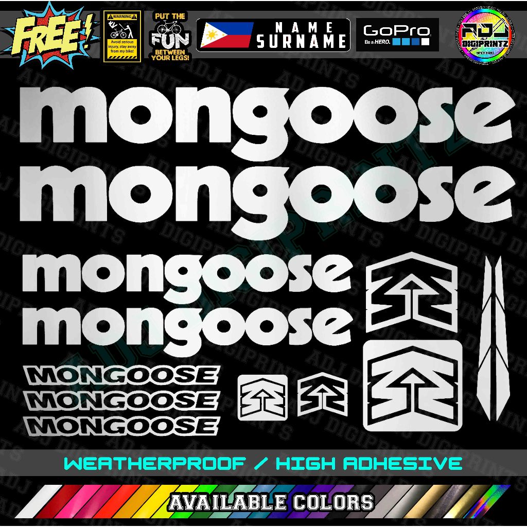 MONGOOSE Bike Frame Set Decals Stickers MTB MORE COLORS VINYL | Shopee ...
