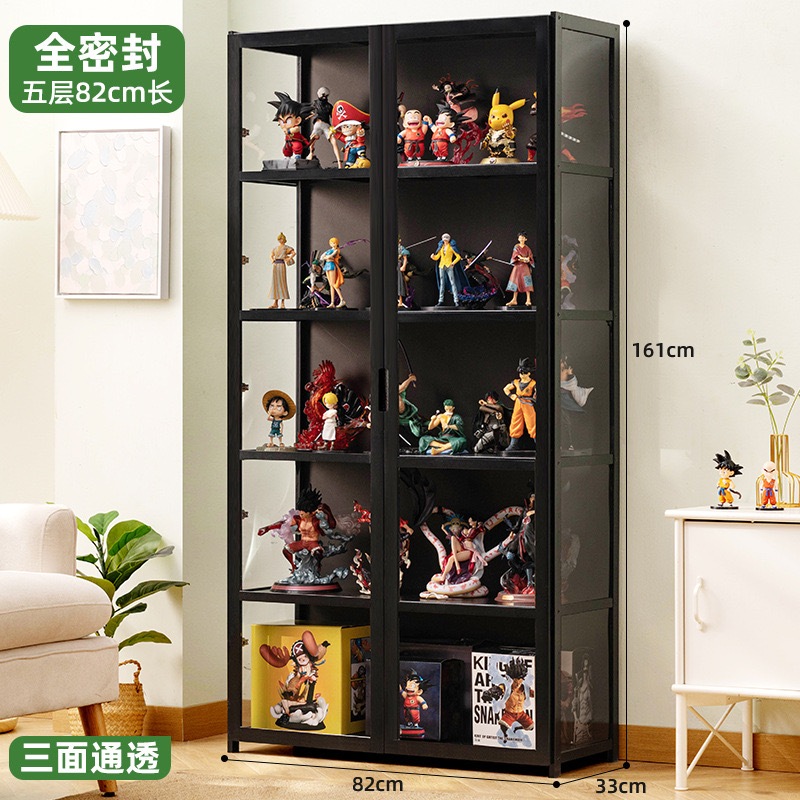 4/5 Layers Display Cabinet 2 Doors Acrylic Glass Bamboo Transparency ...