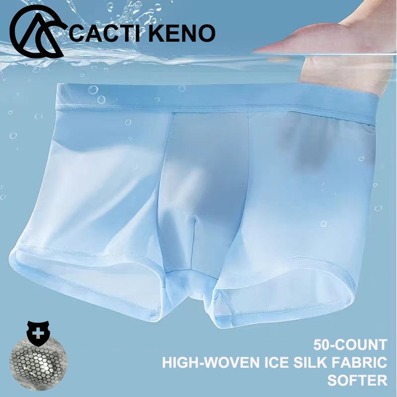 Ice Silk Seamless Boxer Briefs For Men Breathable Mens Underwear Plus