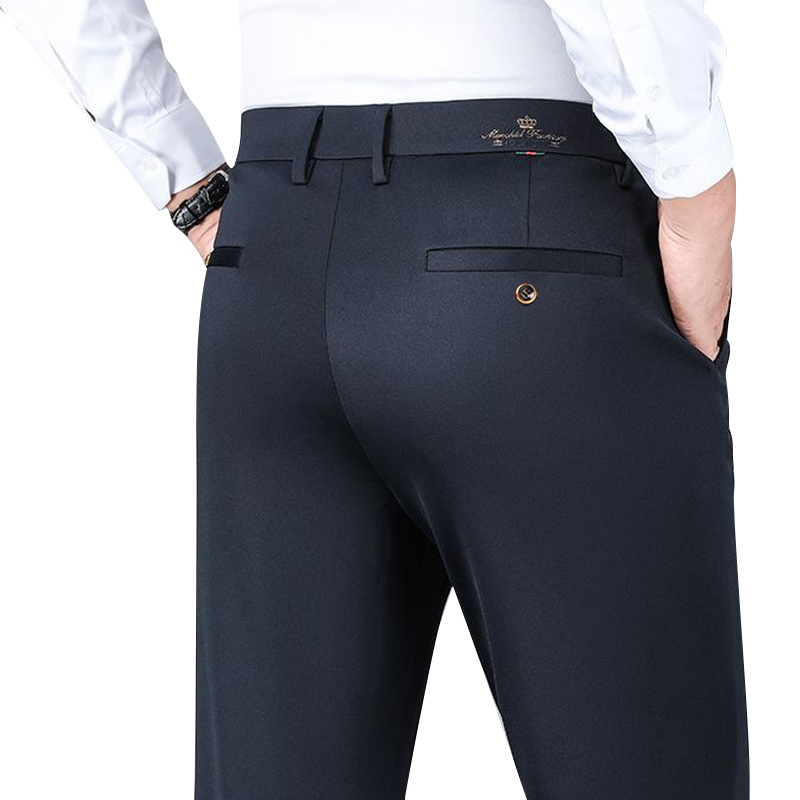Men's business Pants Casual Formal Thin Office Loose Straight Fit ...