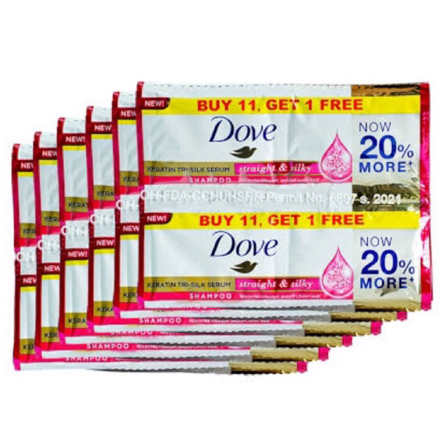 Dove Keratin Tri-Silk Serum Straight and Silky Shampoo 12ml x 6 ...