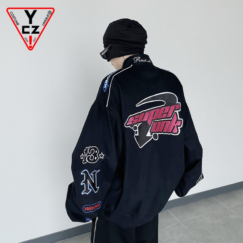 YCZ Unisex Super Embroidery Vintage Racing Jacket Baseball Flight ...