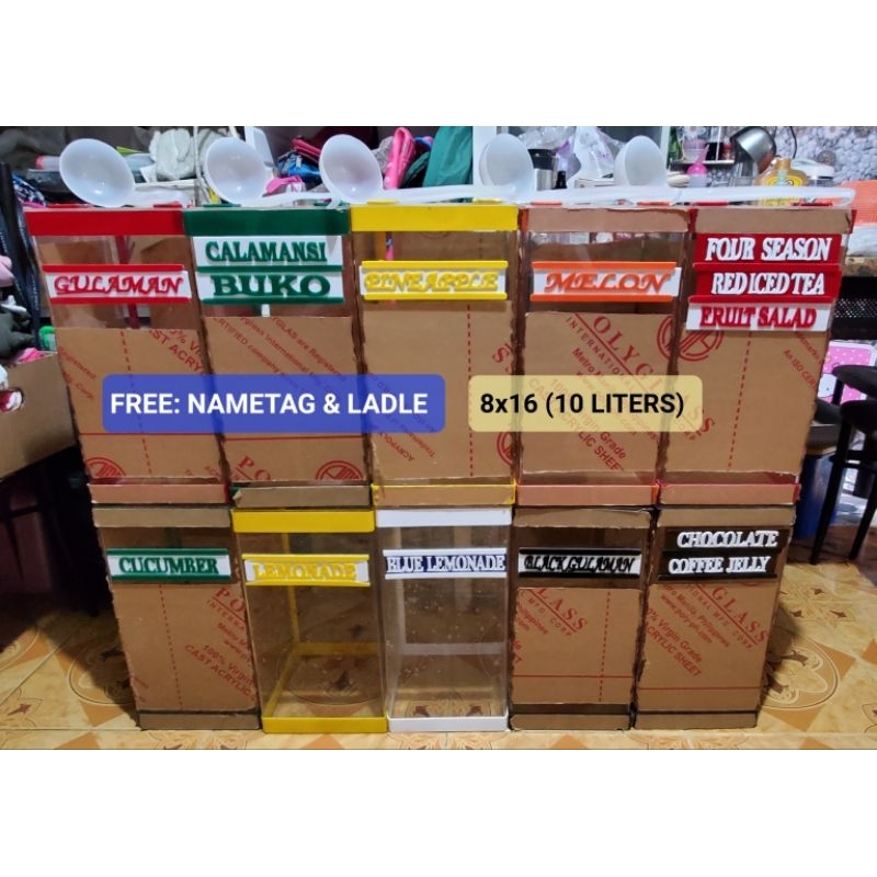 Palamigan Acrylic / Juice Container Free Sandok & Nametag | Shopee ...