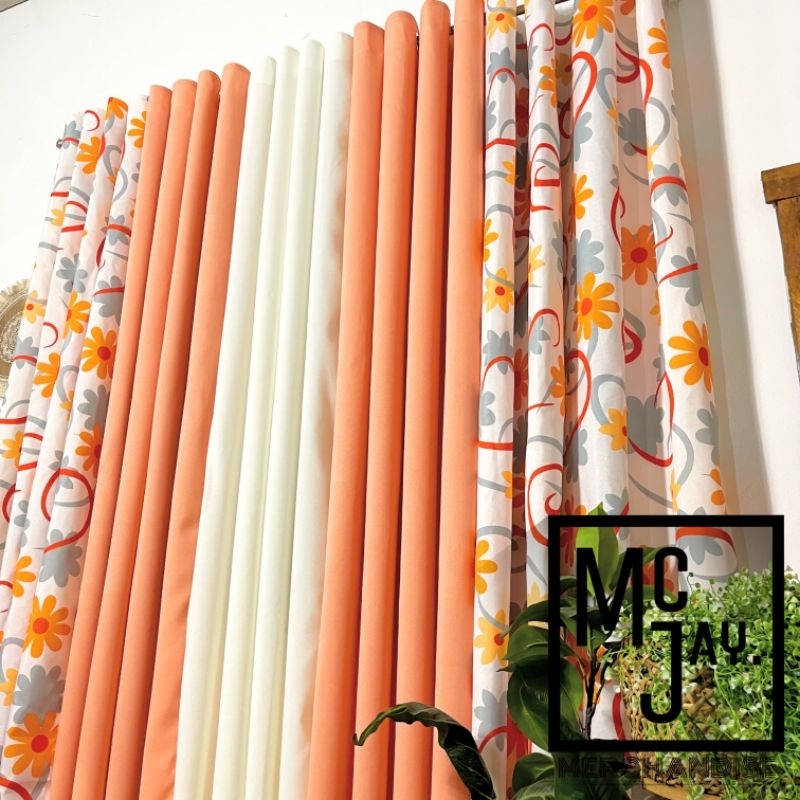 MCJAY - 5in1 Pantone Color of the Year 2024 Peach Fuzz Curtain Set (6ft ...