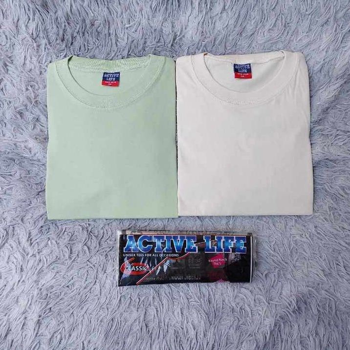 Active Life Round Neck T Shirt Plain Unisex XS to 3XL Matcha Cream | Shopee Philippines