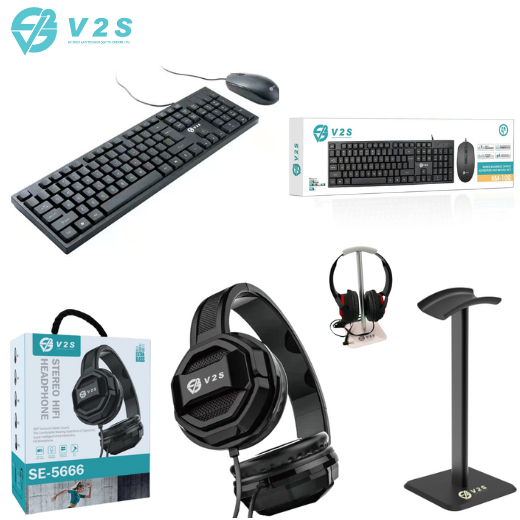 V2S Bundle Set USB Wired Keyboard & Mouse With 3.5mm Jack Stereo Hifi ...
