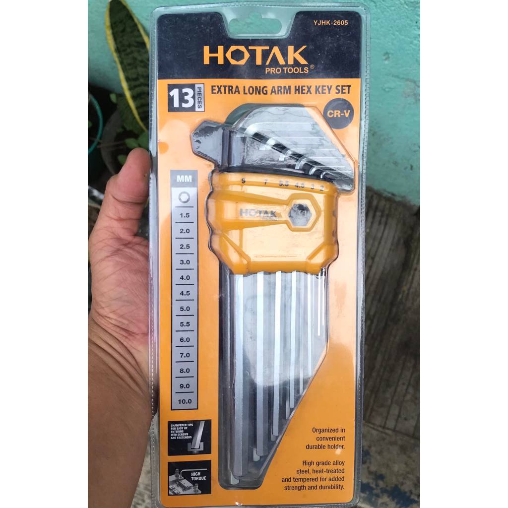 HOTAK 13pcs Extra Long Arm HEX Key Set 1.5mm-10mm | Shopee Philippines