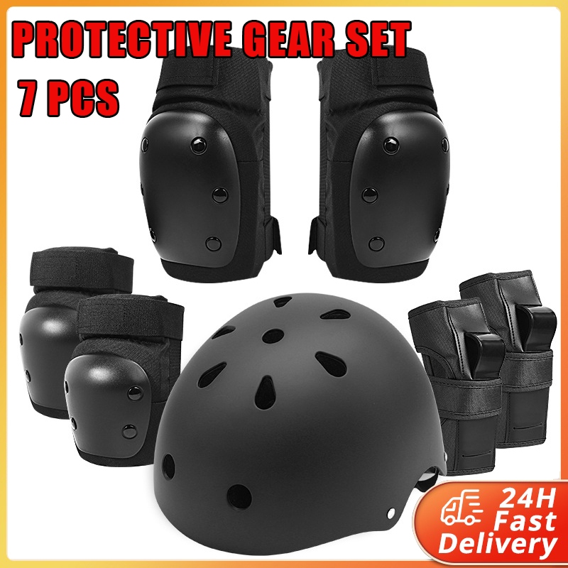 7Pcs/Sst Toddler Helmet for Youth Adult, Knee Pad Elbow Pad Wrist Guard ...