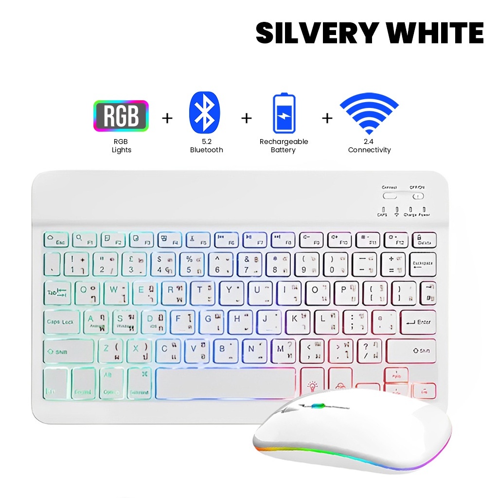 Wireless Keyboard and Mouse 10 inch Macaron Colors for Phone Laptop ...