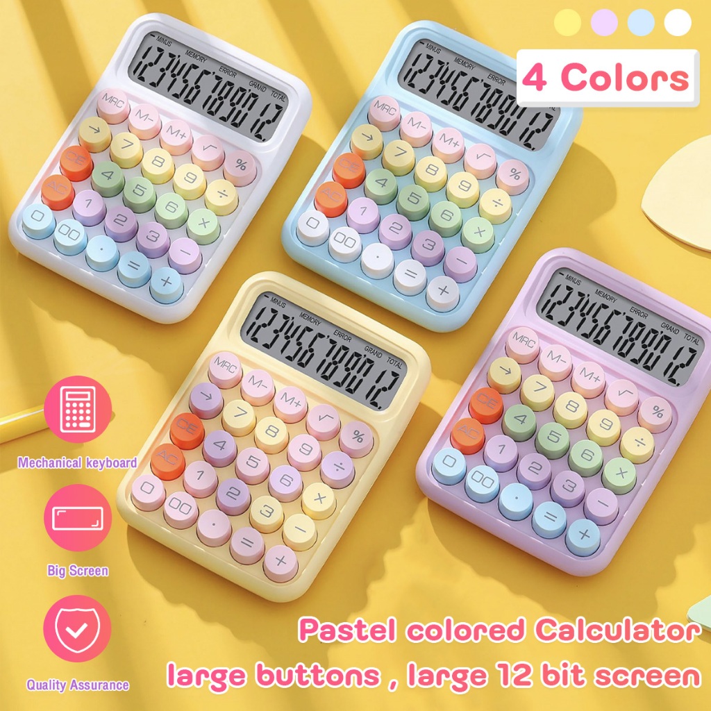 Ins Korean Dopamine Color Calculator 12 Digits Large Display Mechanical ...