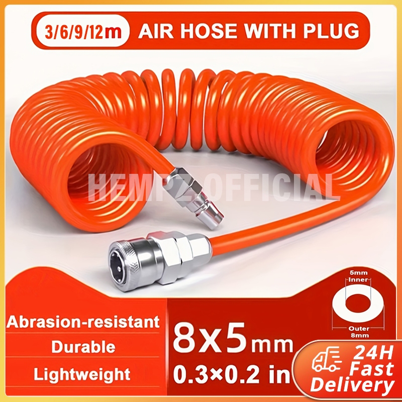 15M/12M/9M/6M/3M 8X5mm Polyurethane Flexible PU Recoil Hose Tube PU Air Compressor Hose Tube ...