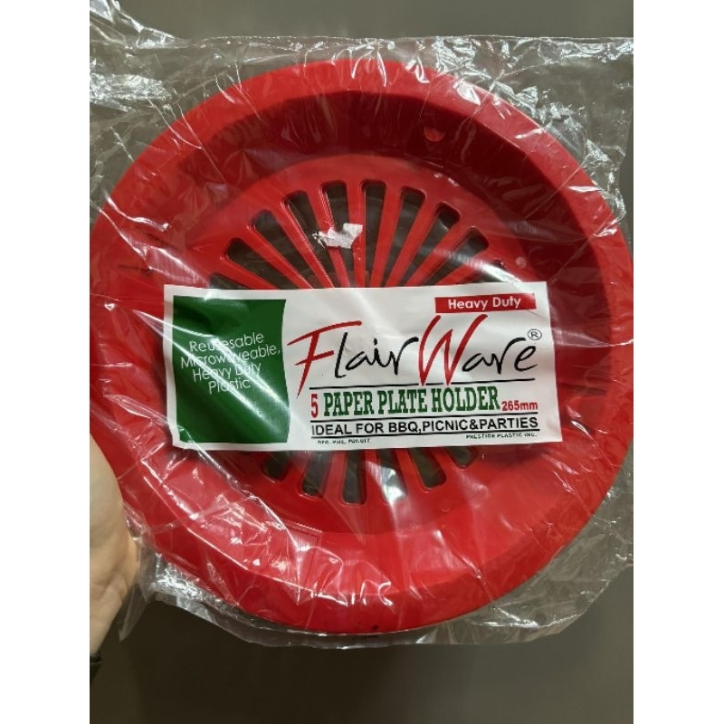 Flairware Paper Plate HOLDER RED 5s Re-Useable with 4 Hooks to hold ...