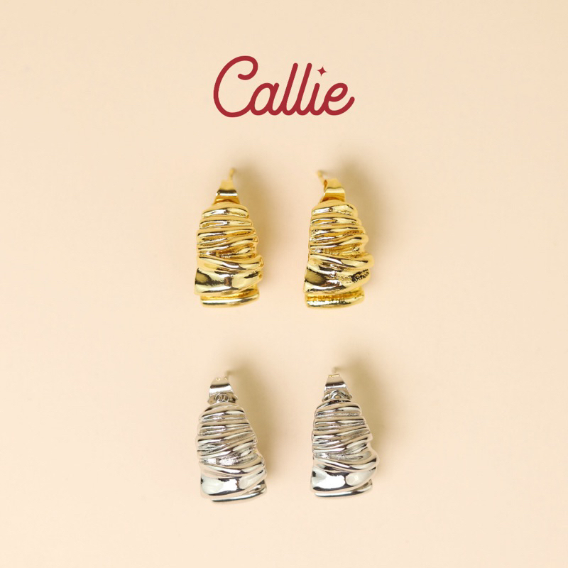 Callie Chunky Collection 14k Gold Plated Ruby Wavy Stud Chunky Earrings ...
