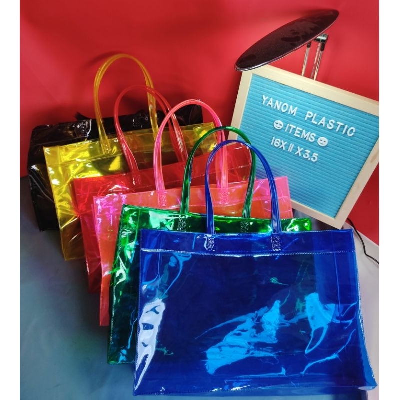 PVC tote bag 16"x11"x3.5" | Shopee Philippines