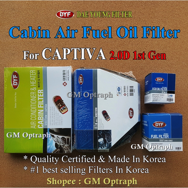 CAPTIVA 2.0L Diesel 1st Gen DYF Engine oil Filter Air Filter Fuel Cabin ...