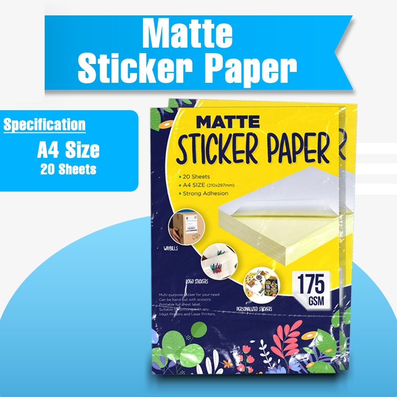 Matte Label Sticker Paper A4 175GSM (20 sheets) | Shopee Philippines