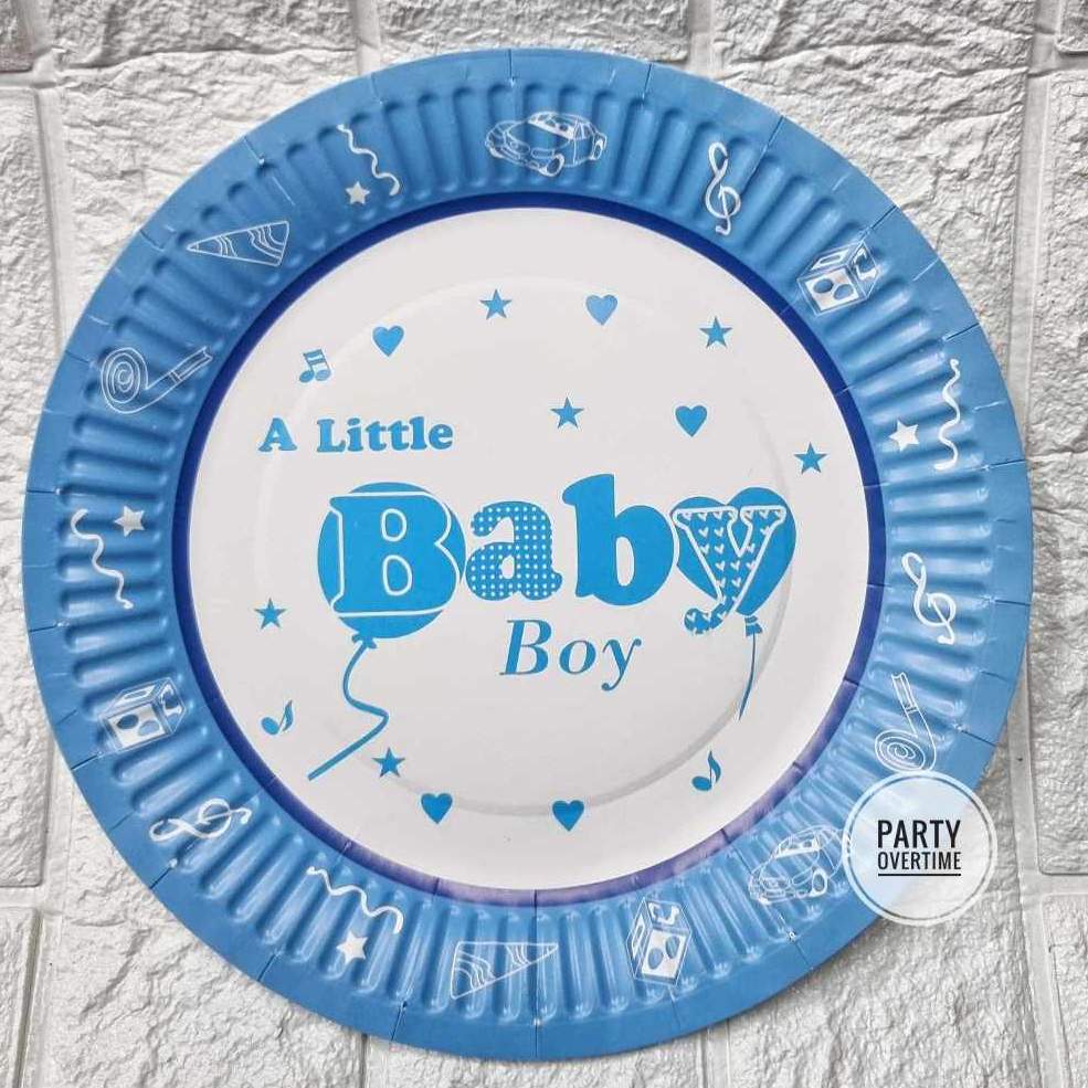 10 pcs 9 inch A Little Baby Boy Disposable Paper Plates Birthday ...