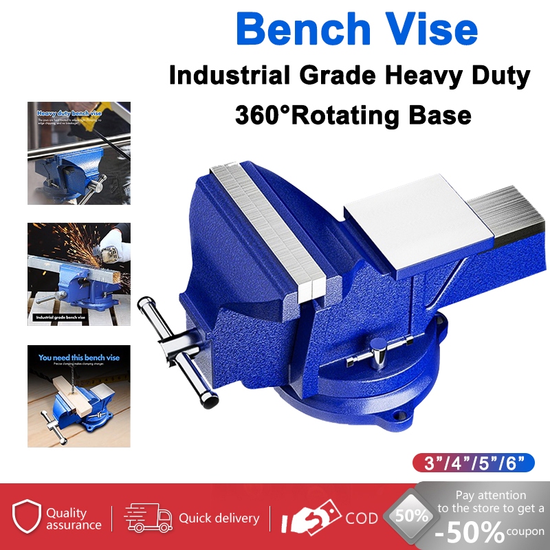 Heavy Duty Bench Vise 3''/4"/5''/ 6" With Anvil Clamp Tool 360° Rotating Cast Iron Bench Vise ...