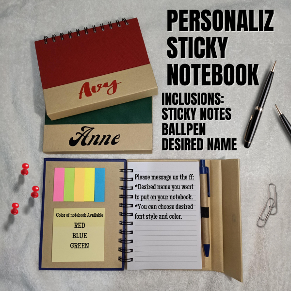 Personalized Notebook with StickyNote& Pen | MADE TO ORDER | Shopee ...