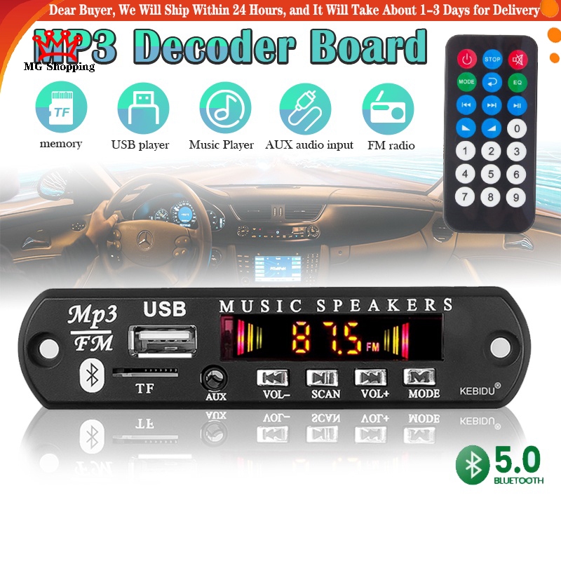 Wireless Decoder Board Radio Amplifier Bluetooth 5.0 DC 5V 12V MP3 WMA Audio Module USB TF Car ...