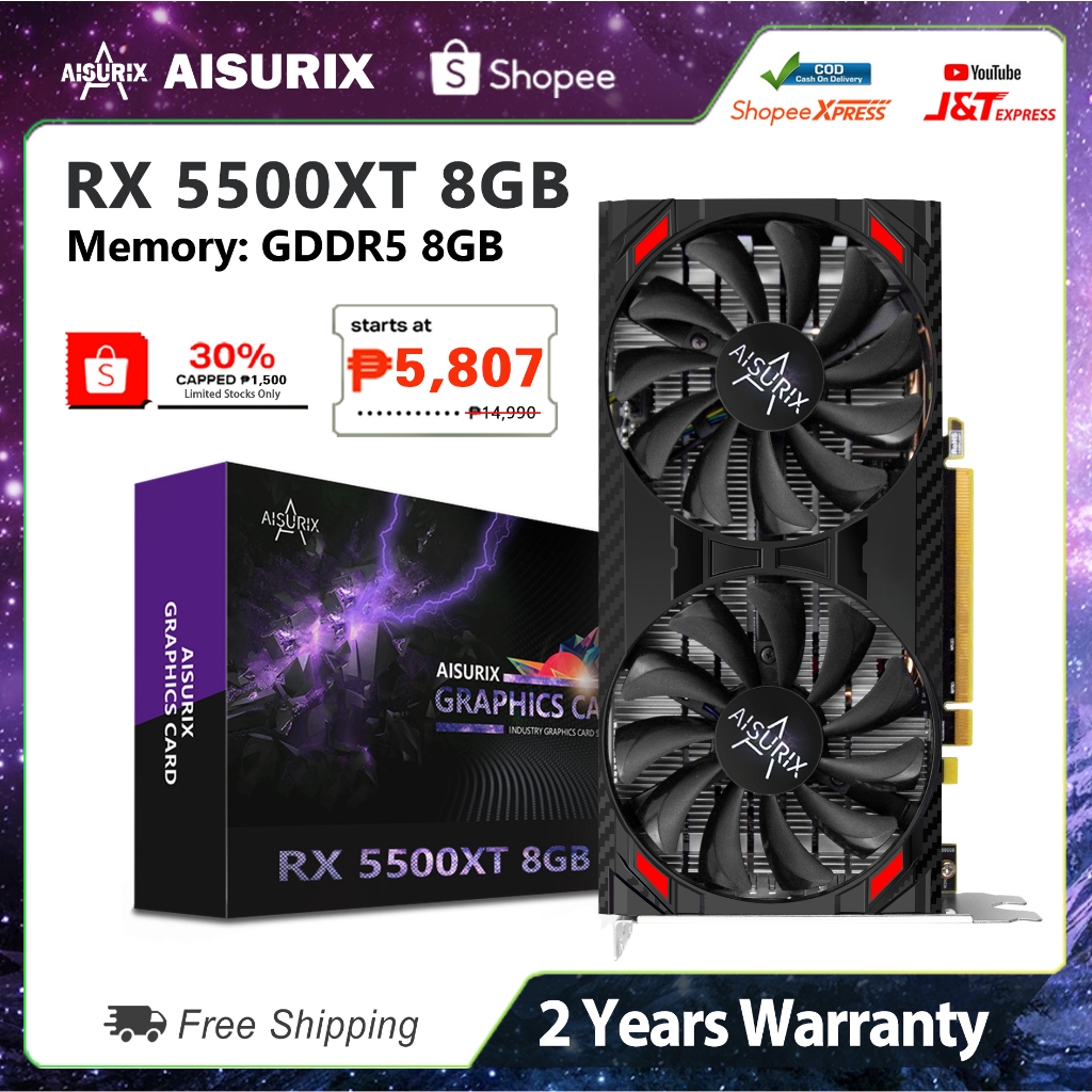 AISURIX 100% Brand New Graphics card AMD RX 5500XT 8GB Video card 8G ...