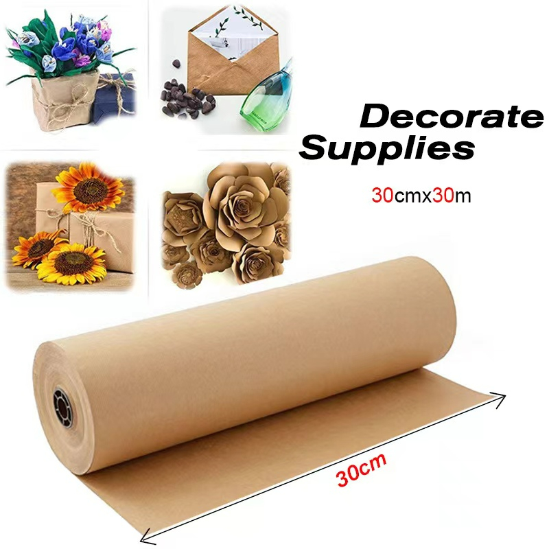 30cmx30m/roll Roll brown kraft paper roll handicraft art gift packaging ...