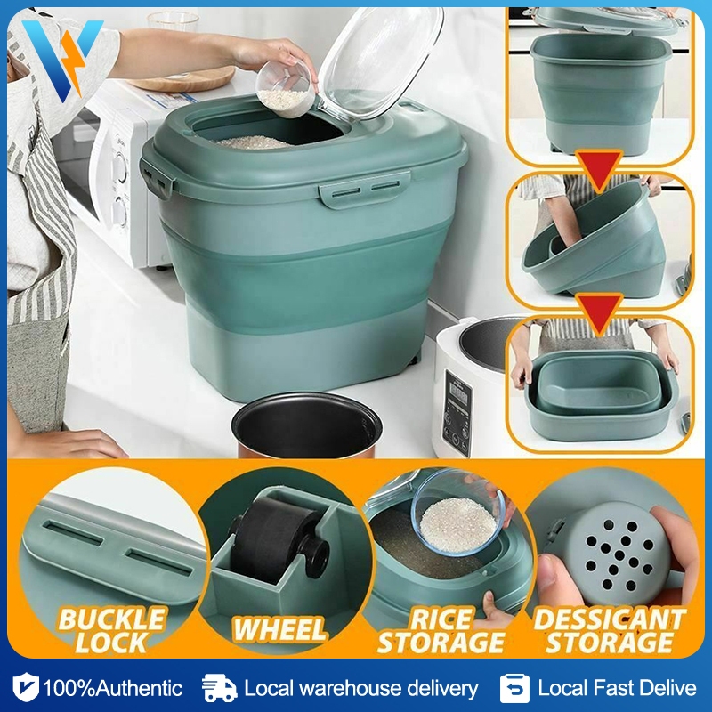 5/25kg Airtight Collapsible Rice Container Dispenser Expandable Kilo ...