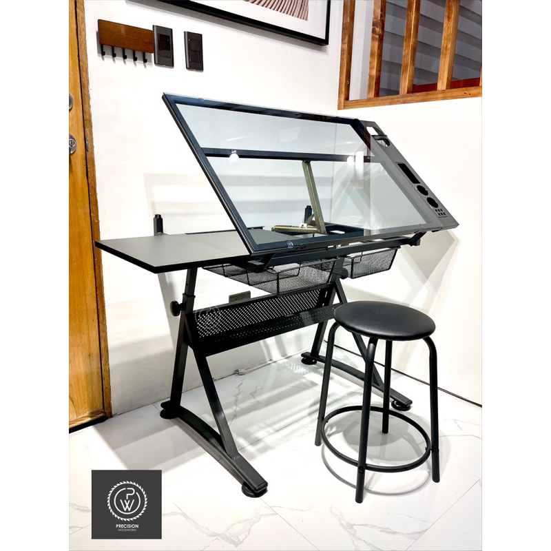 GLASS DRAFTING TABLE W/ FREE CHAIR | FREE LED LIGHT | COD | WITH ...