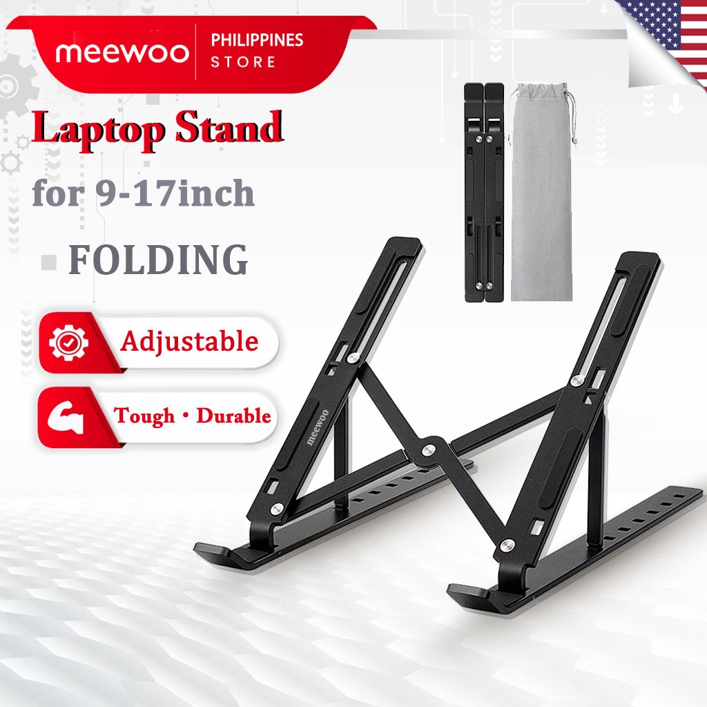 Meewoo Aluminum Laptop Stand Portable 6 Heights Adjustable Ventilated ...