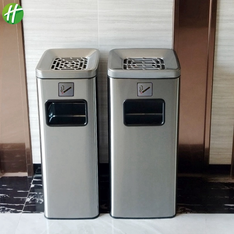 Stainless Ashtray Trash Bin Square Top Cigarette Bin Trash Can | Shopee ...