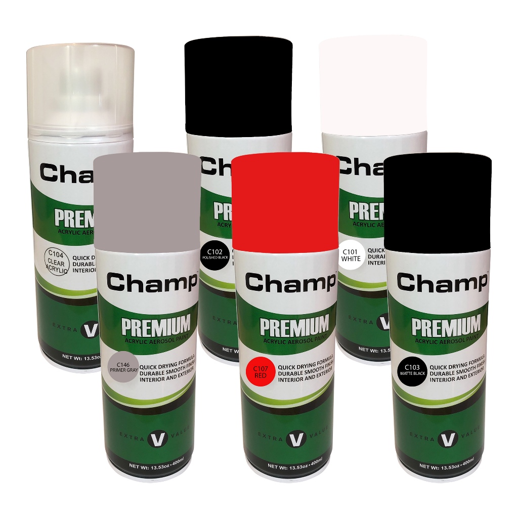 CHAMP 100% ACRYLIC AEROSOL SPRAY PAINT / Pylox w/ Extra Value Quick ...