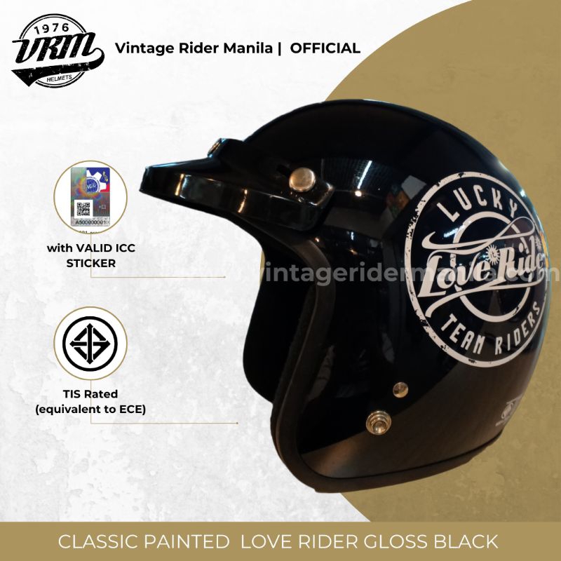 VRM1976 PAINTED LOVE RIDER GLOSS BLACK HELMET | Shopee Philippines