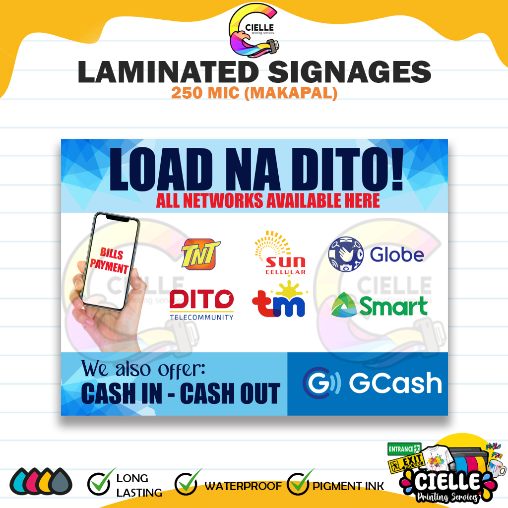 LOAD NA DITO - Laminated Signages for Sari-Sari Store/Tindahan (Cielle ...